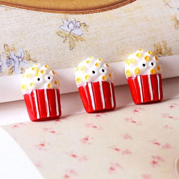 2 x Popcorn Decoden Charm | Cute Cabochons - Malaysia Clay Art