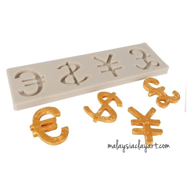 Currency Unit Shape High Gloss Silicone Mold 4 Cavity - Malaysia Clay Art