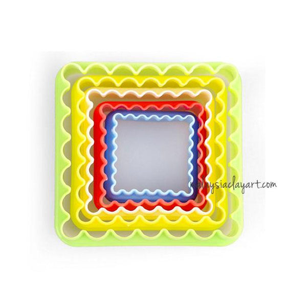 Square With Wave Shape 5 Pcs Cutter Set - Malaysia Clay Art