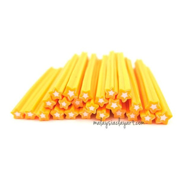 1 x Orange Star Polymer Clay Cane - Malaysia Clay Art